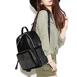 Zzfab Rhinestone Backpack Faux Leather Pewter