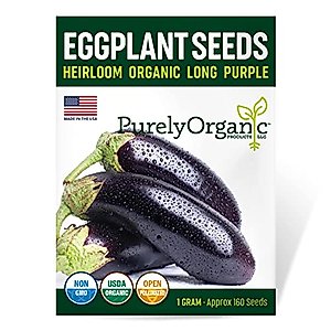 Purely Organic Products Purely Organic Heirloom Eggplant Seeds (Long Purple) - Approx 160 Seeds