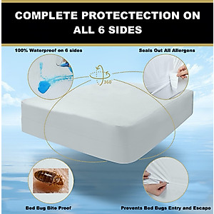 MATTSHIELD New Ultimate Bed Bug Defense 3-Piece Kit - California King Mattress Cover 100% Cotton + 2 Hypoallergenic Zippered Pillow Protectors - 6 Sides Waterproof Encasement