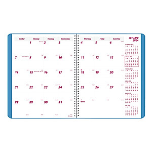 Brownline 2024 Essential Monthly Planner, 14 Months, December 2023 to January 2025, Twin-Wire Binding, 11" x 8.5", Mountain Blue (CB1262G.04-24)