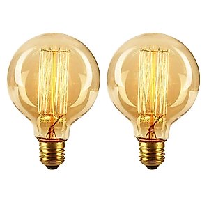 CTKcom Edison Vintage Filament G95 40W Light Bulbs Globe Round (2 Pack)- G95 E26/E27 Antique Incandescent Bulb Equivalent Warm White Lamps Squirrel Cage Filament For Loft Coffee Bar Restaurant Kitchen