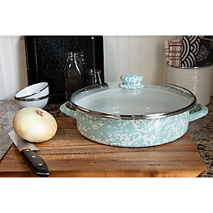 Golden Rabbit Enamelware - 5qt Saute Pan (Sea Glass Swirl)