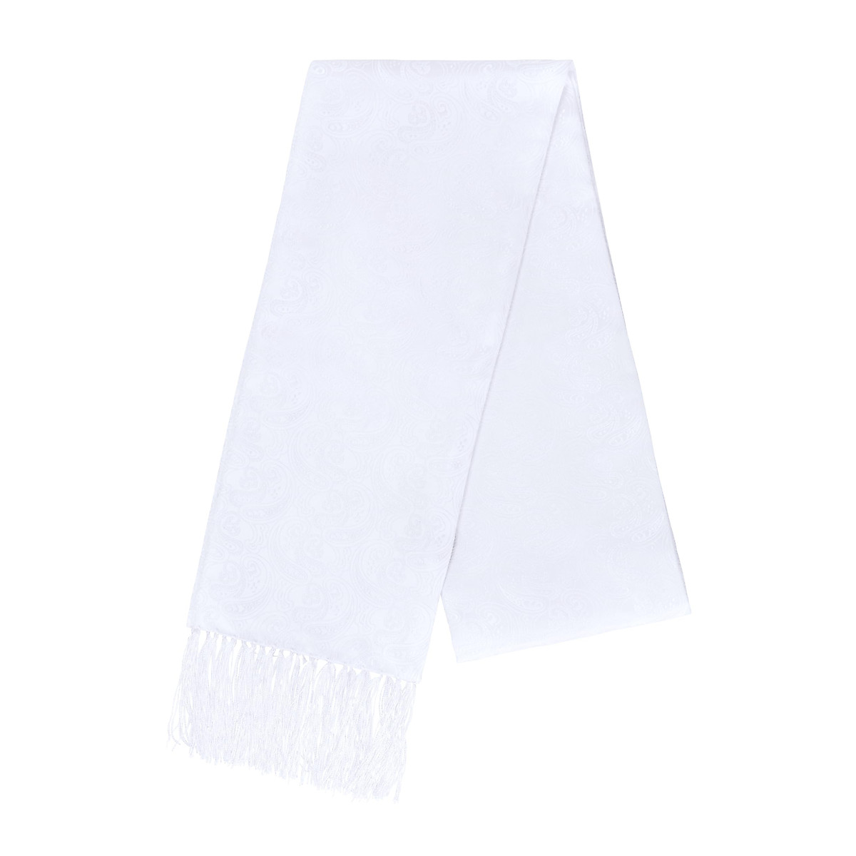 S.H. Churchill & Co. Luxurious Men's Paisley Scarf - Elegant, Soft Silk Blend, Classic Design for Sophisticated Style & Warmth - White