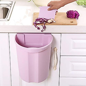 LEGU Trash cans Hanging Trash Can Small in-Cabinet Kitchen Garbage Bin Can Easy Attached to Cabinet Door Kitchen Drawer Car Waste Can Garbage Cans (Color : Purple)