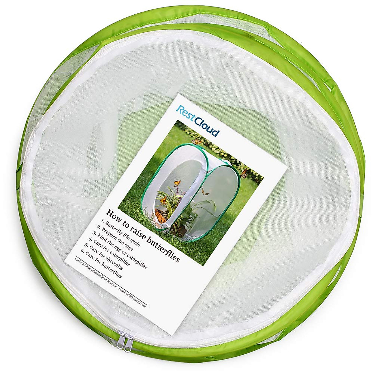 20" Large Butterfly Habitat, Giant Collapsible Insect Mesh Cage Terrarium Pop-up 12" x 20" Tall