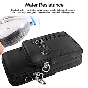 YICHEEY Nylon Cell Phone Purse Wallet Small Crossbody Phone Bag Pouch with Wrist Strap & Adjustable Shoulder Straps (Black)