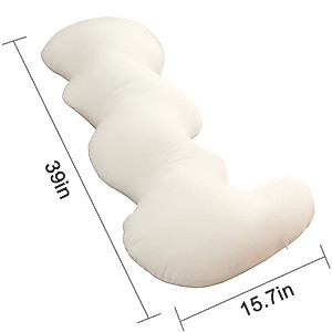 AMCATON 39 Inch 3D Cloud Shaped Full Body Pillow, Large Bed Sleeping Pillow for Adults, Long Pillow for Side Sleeper with Velvet Cover (MILKY)