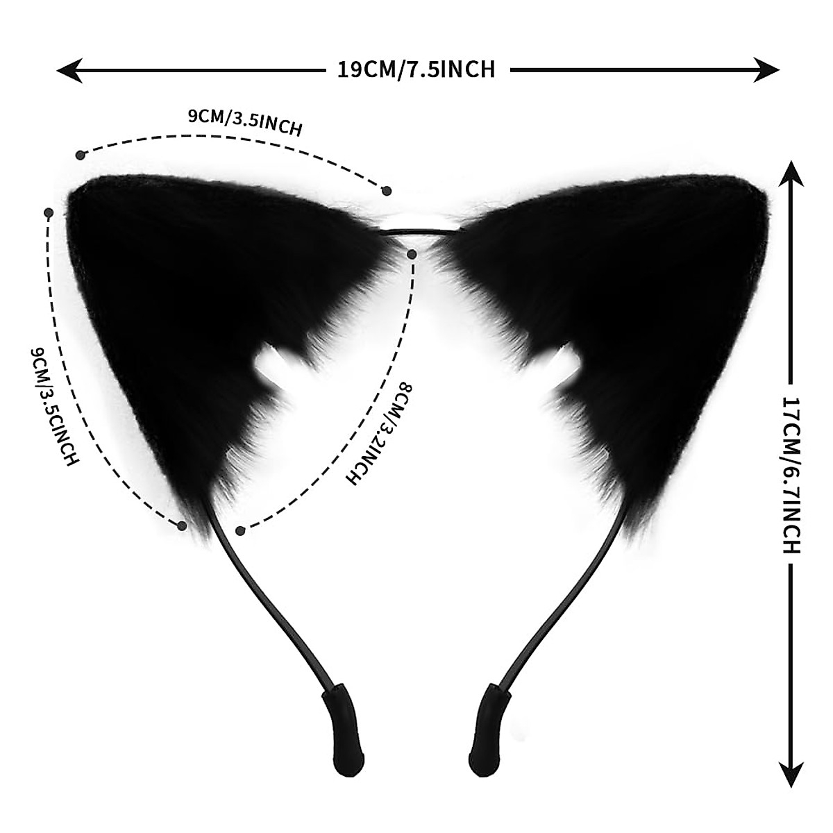 anpiwshjo Fox Cat Wolf Rat Ears Headband, Halloween Furry Headband, Animal Ears Headband, Halloween Christmas Cat Costumes Cosplay Party for Women Men Adult (Black)