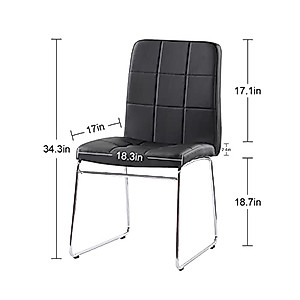 Black Dining Chairs Set of 2 - Sturdy, Fashionable & Multi-Purpose Upholstered Dining Chairs for Dining Room & Kitchen - Easy to Assemble & Clean with Non-Slip Pads by Chrome Alloy Legs