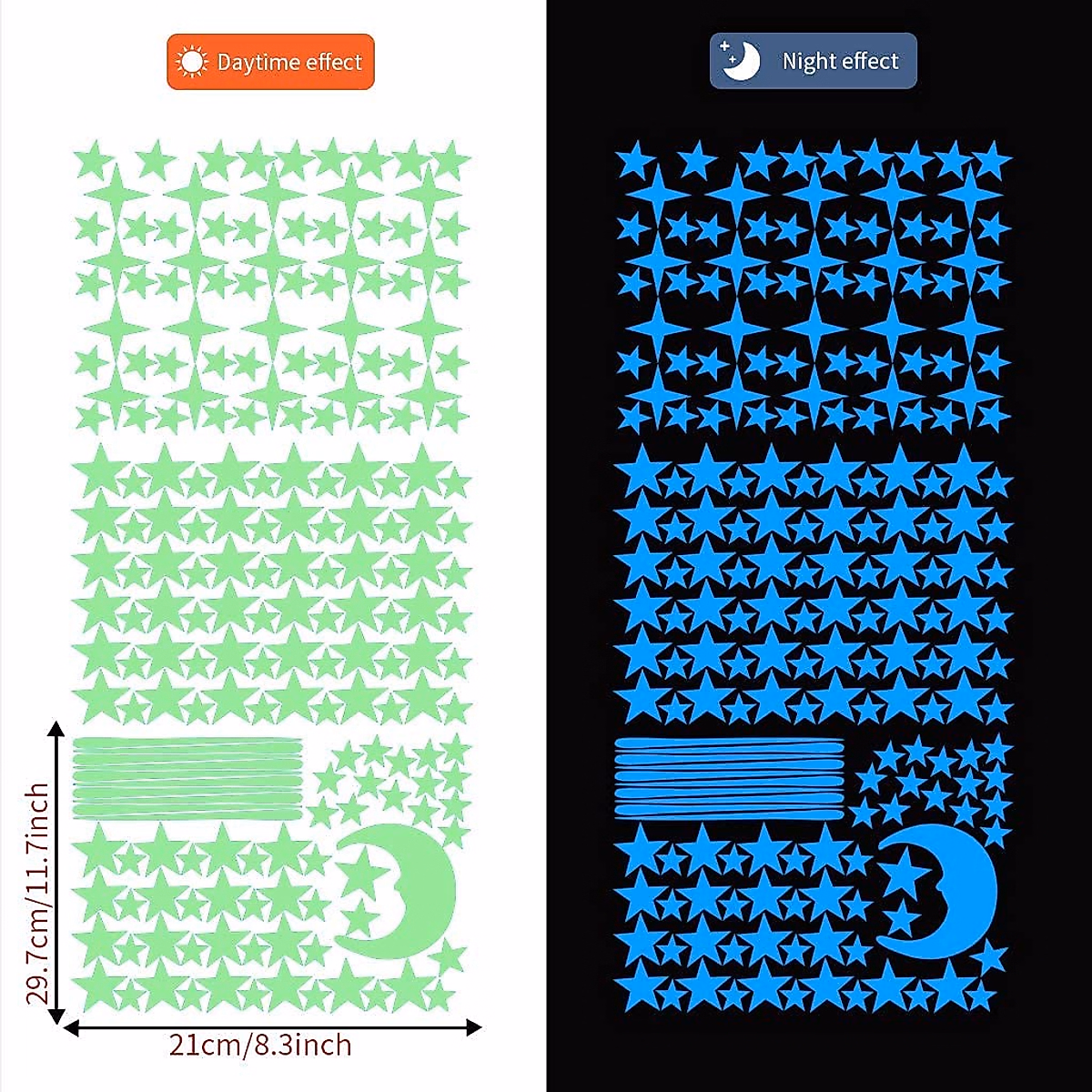 Glow in The Dark Stars Stickers for Ceiling and Wall, 216 Pcs Glowing Stars for Ceiling,Star Wall Decals for Kids Baby Room Birthday Gift