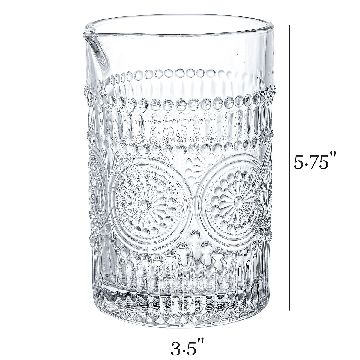 Kingrol Professional Cocktail Mixing Glasses, Set of 2, 21 Ounces Heavy Duty Mixing Pitchers for Stirred Cocktail, Crystal Clear Stirring Glasses, Fancy Embossed Design