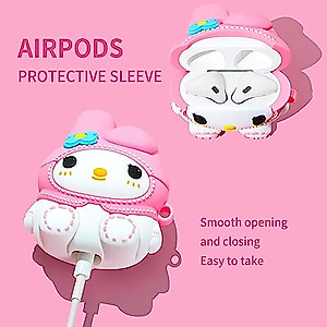 Cute Airpods 2nd Generation Case Cover, Soft Silicone Pink Kawaii Airpods Case for 2nd/1st, Funny Aesthetic Cool 3D Case Cute for AirPods 1&2nd with Lanyard Keychain (Pink)