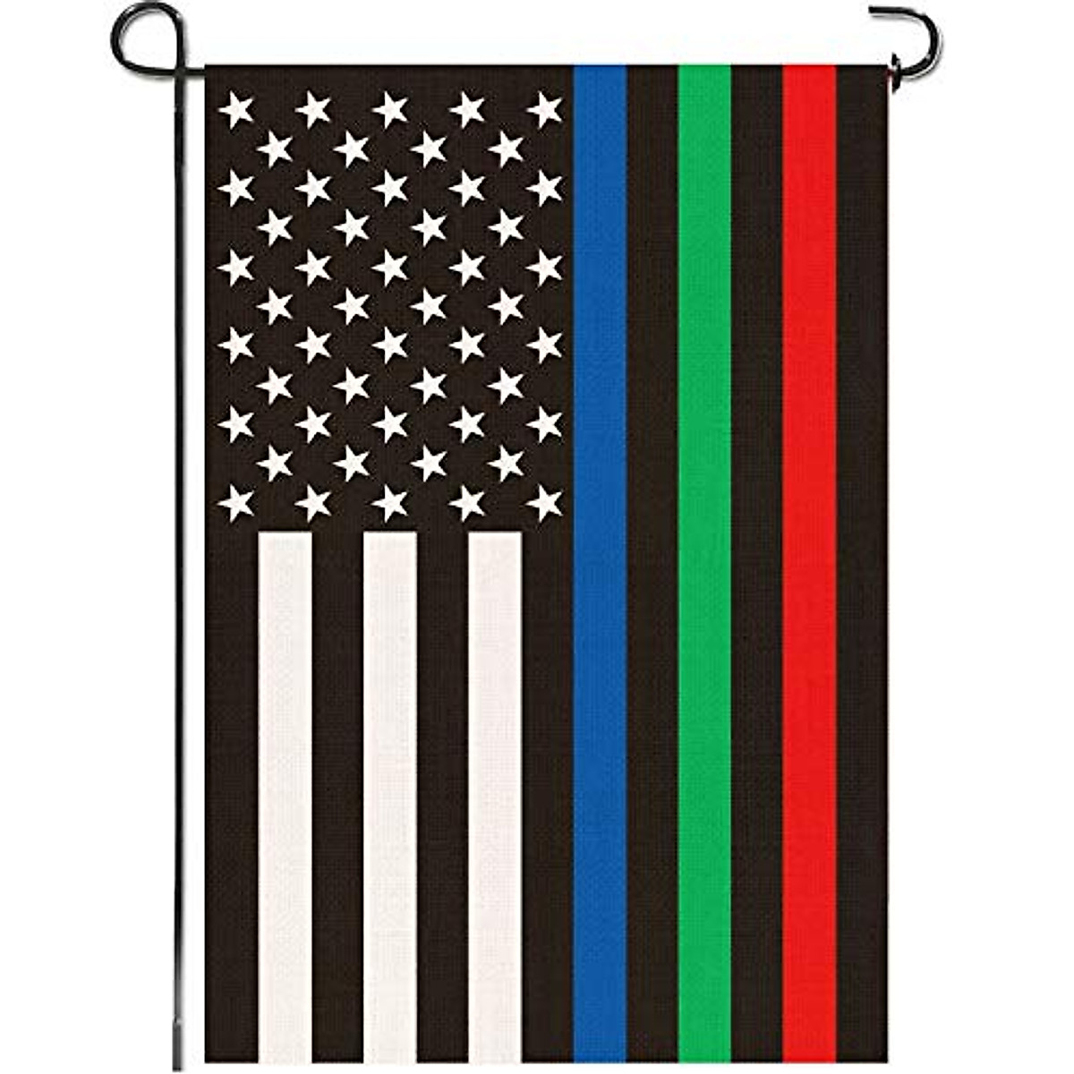Mogarden Thin Blue Green Red Line Garden Flag, Double Sided 12.5 x 18 Inch, Support Police Military and Firefighters, Premium Burlap Small American First Responders USA Yard Flag