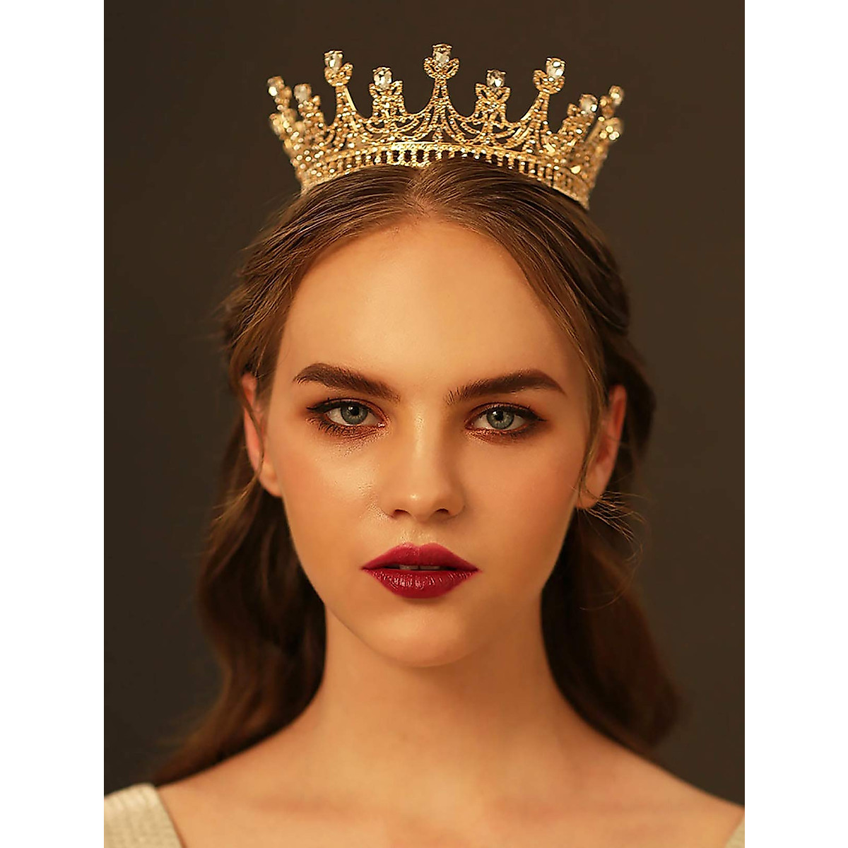 SWEETV Gold Queen Crown for Women, Wedding Crown, Brithday Crown Cake Topper, Costume Party Halloween Accessories