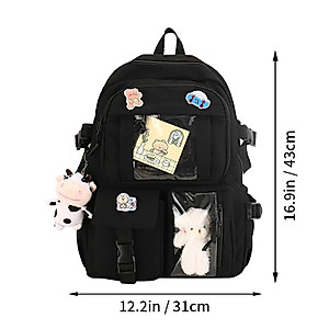 TUMPETY Cute Backpack Cute Kawaii Backpack for Girls Kawaii School Backpack Anime Backpack Keychain Pendant Light Travel Backpack (black)