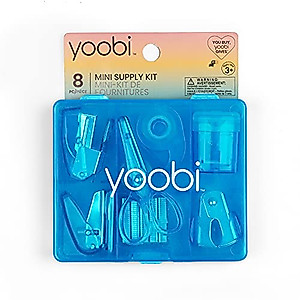 Yoobi Blue Mini Office Supply Kit – Mini School Supplies Kit for Kids & Adults – Includes Scissors, Mini Stapler, Staple Remover, Staples, Tape Dispenser & More – School, Home or Office Supplies Kit