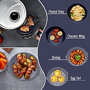 RMH Air Fryer Silicone Liners-Best Disposable Reusable Heat Resistant Non Stick Replacement Parchment Paper Liners Easy Clean Air Fryer Accessories 2-Pack Round Air Fryer Liners For 3QT-5QT (2.1*8.4)