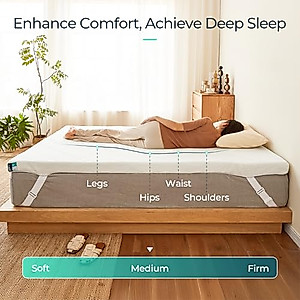 LINSY 3 Inch California King Size Mattress Topper, Gel Memory Foam Bed Topper Cal King with Removable Cover, Adjustable Straps & Non-Slip Bottom for Enhanced Support
