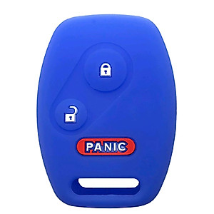 Silicone Protective Skin Glove Key Fob Cover Case fit for Honda Civic Pilot Accord Crosstour LX EX CR-V CR-Z Insight Odyssey Ridgeline Keyless Entry Key Fob Accessories (Black Blue)