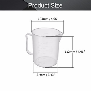 Othmro 500ml Plastic Graduated Cups Measuring Cup PP Plastic Graduated Beaker Clear Scale Cups Liquid Measuring Mixing Cups Graduated Plastic Measuring Cups for Lab Kitchen Liquids Transparent