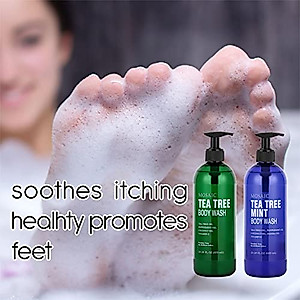 Tea Tree Body Wash & Shower Gel with Vitamin E for Jock Itch, Eczema, Ringworm, Body Odor, Acne, Body Wash Women & Men with Added Body Oils, LARGE 20.2 FL Oz Bottle (Tea Tree, Pack of 2)