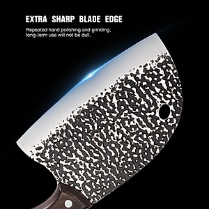 TJ POP Chinese Cleaver Knife 6.2 inches, Ultra Sharp Lightweight Meat Cleaver, Full-tang Chopping Knife 30Cr13 Steel Blade Thickness 1.5 mm, Fish Shape Series HP01003