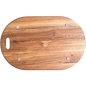 LUX American Oak Wood Oversized Serving Board 20.5" x 13" | Extra Large Charcuterie Board | Cheese Board With Handle for Serving Cheeses, Meats, Crackers, and Wine | Unique Gift (Oval Cutting Board)