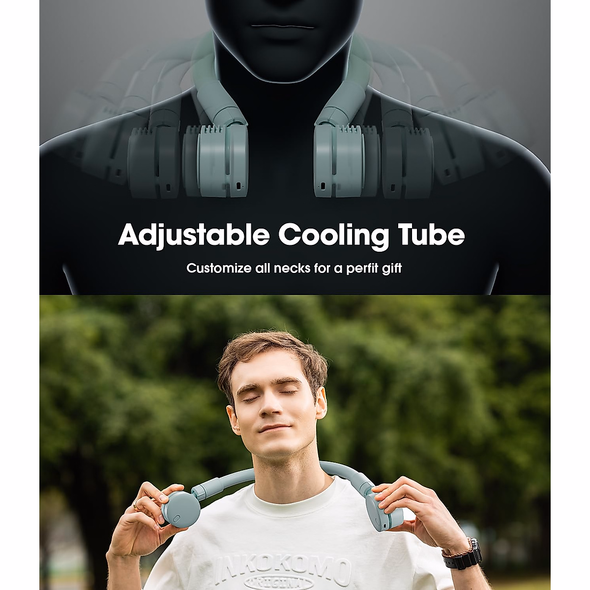 LEMOISTAR Portable Neck Fan, Hands Free Bladeless Fan, 360° Cooling Personal Fan, Battery USB Rechargeable 3 Speed Adjustable Wearable Fan for Outdoor Indoor Office Travel Sports Women(Blue)