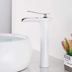 NZDY Faucet Faucets Modern White Bathroom Faucet Waterfall Faucets Single Hole Cold and Hot Water Mixer Tap Mixer Taps