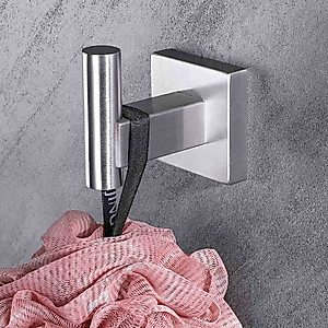 Suyar Bathroom Towel Hook Brushed Nickel, SUS304 Stainless Steel Robe Coat Holder for Shower Kitchen Closet Garage, Modern Heavy Duty Clothes Hook Wall Mounted