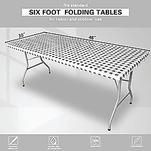 Deluxe Elastic Edged Flannel Backed Vinyl Fitted Table Cove (Dark Gray, 4ft,30x48inch)