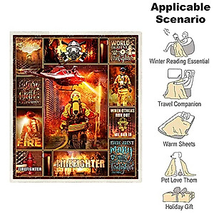 Juirnost Firefighter Gifts for Men Firefighter Blanket Firemen Throw Blanket Firefighters' Day Birthday Gift Idea Fireman Practitioner Throw Blankets Fleece Soft Cozy Luxury Gifts for Firefighters