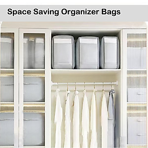 DCWINNES Ultra Space Saving Self Compression Organizer, 2 Pack Compression Storage Bags with Transparent Window,Space Saver Bags for Storing Clothes, Comforters, Blankets, Pillows(Grey,54x42x50cm)