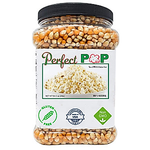 Perfectware Ultimate Popcorn Party Pack- Includes (4lbs of Yellow Kernels, 4-4oz Seasoning Jars, and 125ct 1oz Popcorn Bags)