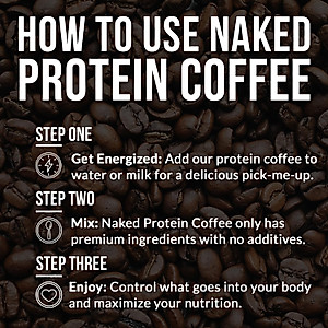 NAKED Vanilla Latte Protein Coffee - Premium Instant Coffee - Protein Shake, Iced Coffee, Protein Drinks, Delicious Keto Friendly and Gluten Free, 17 Servings