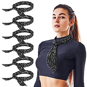 Coume 6 Pack Cooling Neck Wraps Cooler Ice Wrap Scarf Bandanas for Summer Women Men Walking Riding Outdoor(Black)