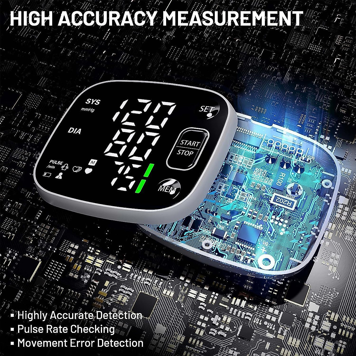 Oklar Blood Pressure Monitors for Home Use Rechargeable Wrist Digital BP Machine Cuff with LED Backlit Display, Voice Broadcast, 240 Memory Storage for 2 Users with Carrying Case