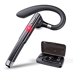 Bluetooth Wireless Earpiece for Cell Phone, Hands-Free V5.1 Bluetooth Single-Ear Headset with CVC 8.0 Noise Canceling Microphone for Driving/Business/Office, Compatible with iPhone and Android (Black)