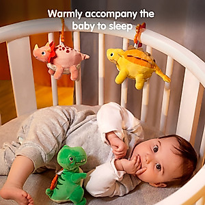 TUMAMA Stuffed Toys,Hanging Reversible Dinosaur & Egg Plushies Set for Easter Decoration Baby Gym Carseat Crib,Soft Plush Animal Toy for Kids Toddlers Boys Girls,3PCS