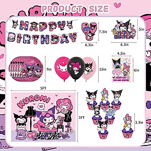 Lingtoolator irthday Party Supplies, 167 Pcs Party Decorations Includes Backdrop, Cake Topper, Invitation Cards, Happy Birthday Banner, Tableware, Stickers