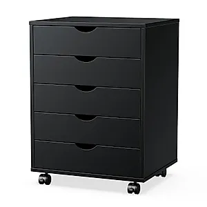 OLIXIS Chest Wood File Cabinet Rolling Organization Storage Dresser with Wheels for Home Office