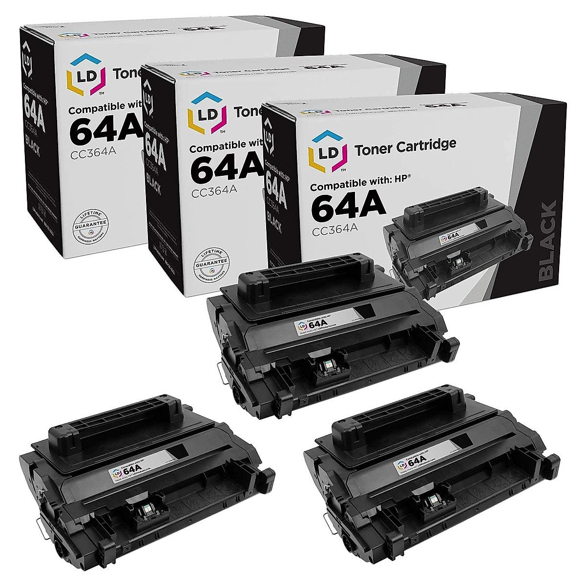 LD Products Compatible Toner Cartridge Replacement for HP 64A CC364A (Black, 3-Pack) for use in Laserjet: P4014dn, P4014n, P4015dn, P4015n, P4015tn, P4015x, P4515n, P4515tn, P4515x & P4515xm