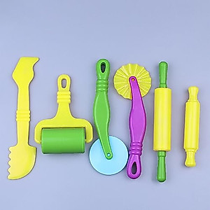Worparsen Clay Tool Toys Clay and Dough Tools Play Dough Tools Set ​for Kids，Assorted Colors，Various Shape Play Dough Rollers & Cutters Clay Tool Toys Arts and Crafts for Kids Ages 3 & Up 6pcs
