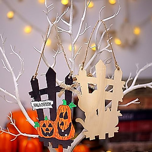 Erhigher Halloween Hanging Ghost Decoration, Black Cat Fence Door Sign Durable Fade-Resistant Ghost Festival Pumpkin Party Decoration Fine Workmanship Halloween Theme Party Decor Black & Yellow