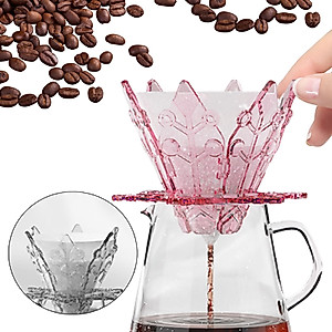 Pour over Coffee Filters Coffee Dripper Filter Cup Stylish Elegant Reusable Coffeeware Coffee Maker Dripper Coffee Funnel Drip for Home Cafe, Pink