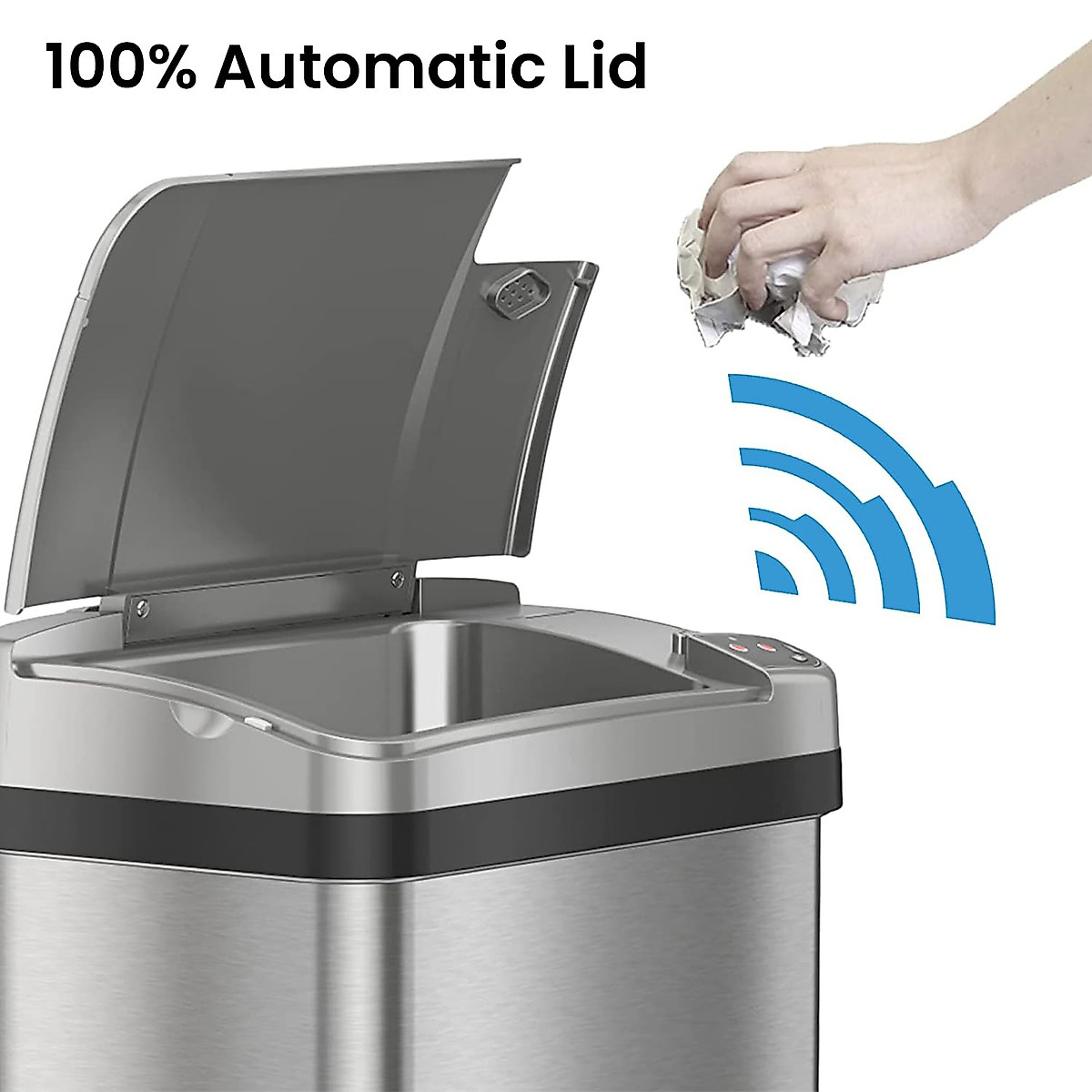 iTouchless 4 Gallon Garbage Fragrance, Touchless Automatic Bin, Perfect for Bathroom and Office Trash Cans with AbsorbX Odor Filter, 4 Gal, 04 Gal Sensor Stainless Steel