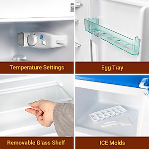 HOPDAY FLS-80G-BLUE Retro Compact Refrigerator, Blue