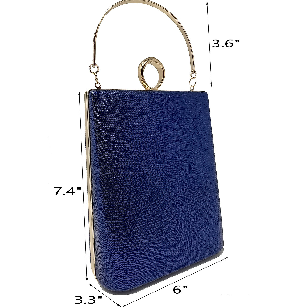 Cirilla Women Snake Pattern Evening Bag Clutch Purse Crossbody Bag with Ring-style lock for Wedding Cocktail Party Banquet (navy)