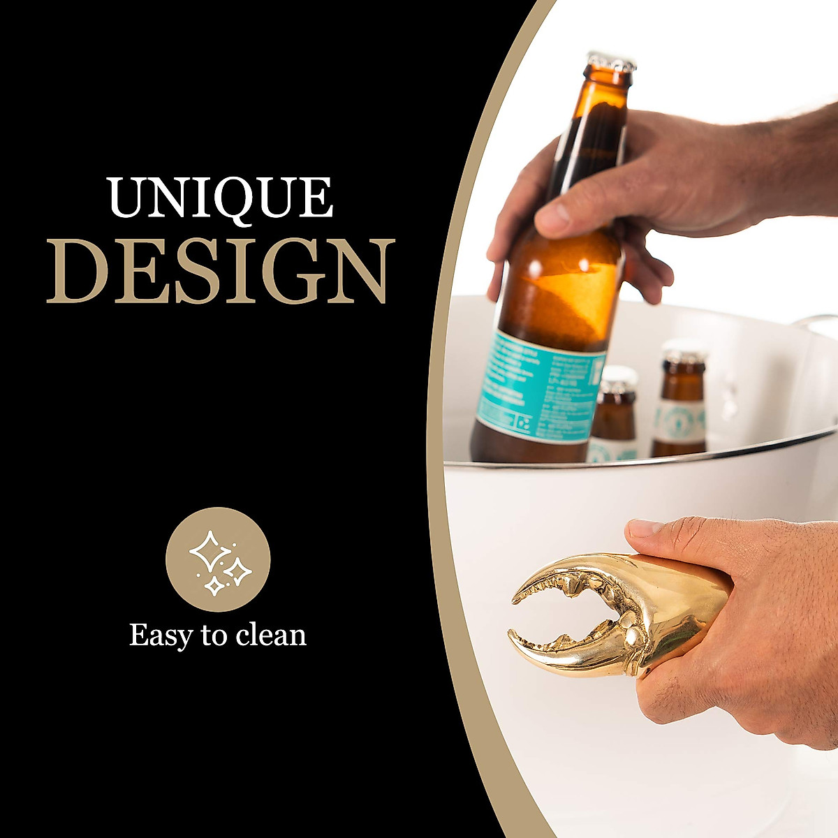 Crab Claw Beer Bottle Opener - Luxury Nautical Themed Gift for Kitchen Decoration - Gift for Wedding, Holidays, Fishermen, Beach Lovers.