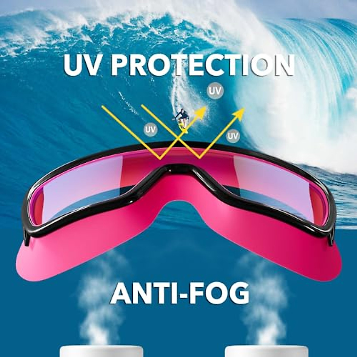 Angel season Swim Goggles Adult UV Anti Fog Waterproof Swimming Goggles Eyewear Men Women Pool Water Sports Adjustable, Pink